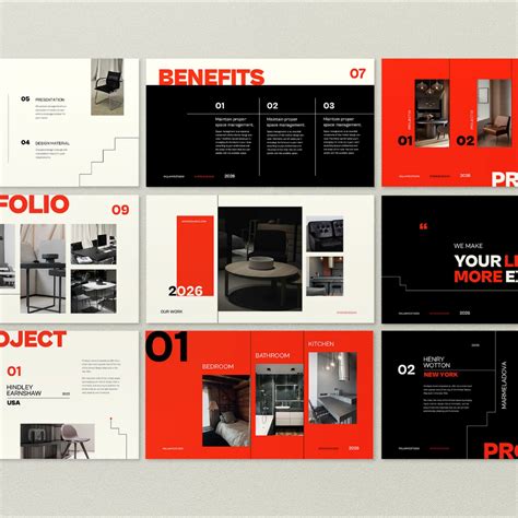 Red And Black Minimalist Interior Design Powerpoint Presentation Design Layout Presentation