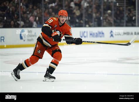 Anaheim Ducks Defenseman Pavel Mintyukov 98 Skates During An Nhl