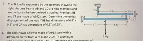 Solved 3 The 5k Load Is Supported By The Assembly Shown To
