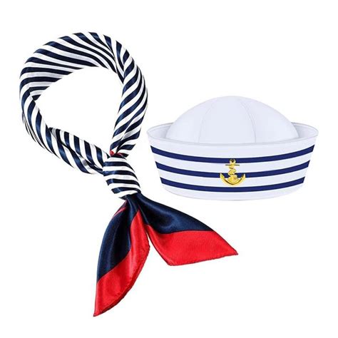 1 Set Cosplay Sailor Hat And Scarf Fancy Dress Captain Hat Sailor Costume Party £9 60 Picclick Uk