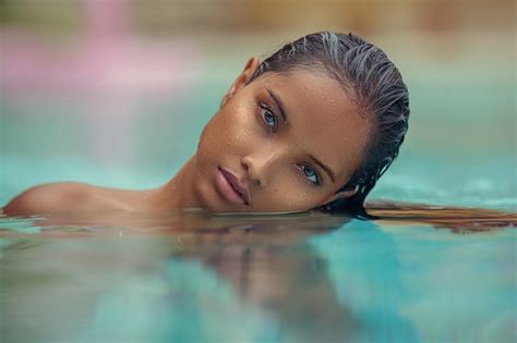 Portrait Women Bokeh Water Drops Face Tanned Sagaj Photography