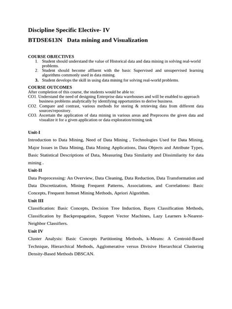 Data Mining Syllabus New Pdf Cluster Analysis Data