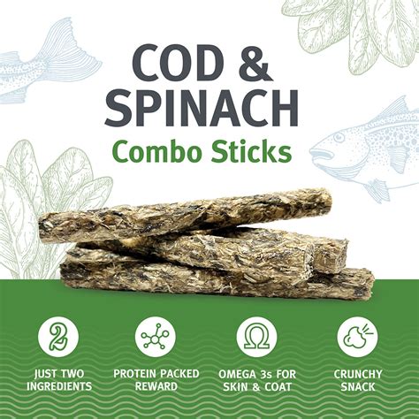 Cod And Spinach Combo Sticks For Dogs Icelandic