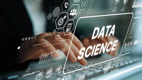 Professional Hands Typing On Keyboard With Data Science Visuals And