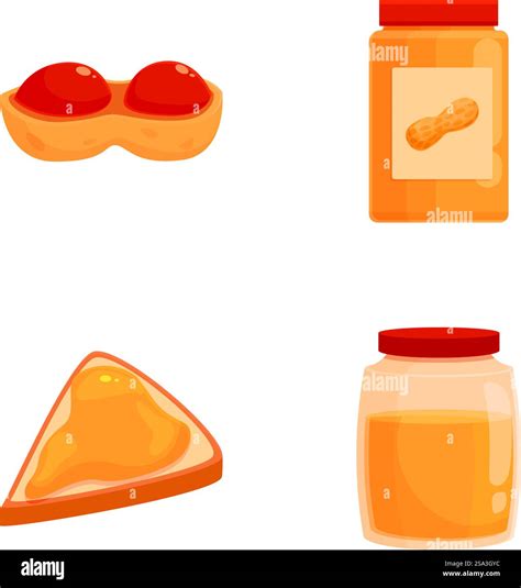 Vector Illustrations Of Peanut Butter Honey Jar And Related Snacks