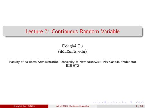 Lecture Continuous Random Variable