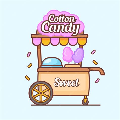 Premium Vector Cartoon Vector Cotton Candy Cart