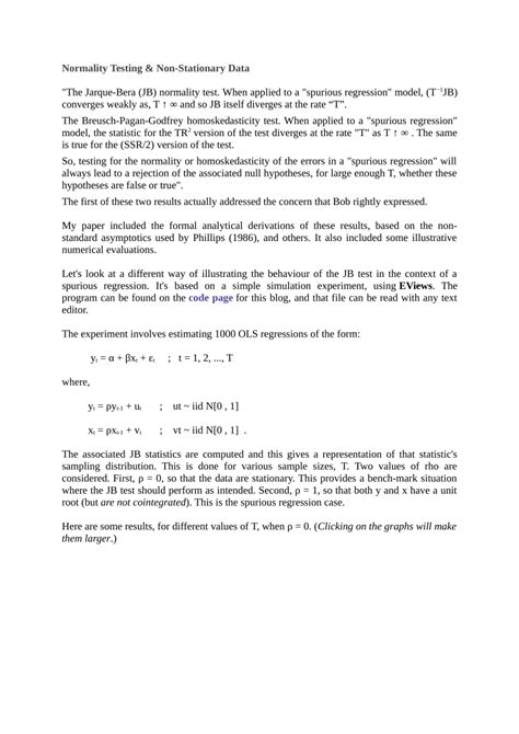pdf normality testing and non stationary data