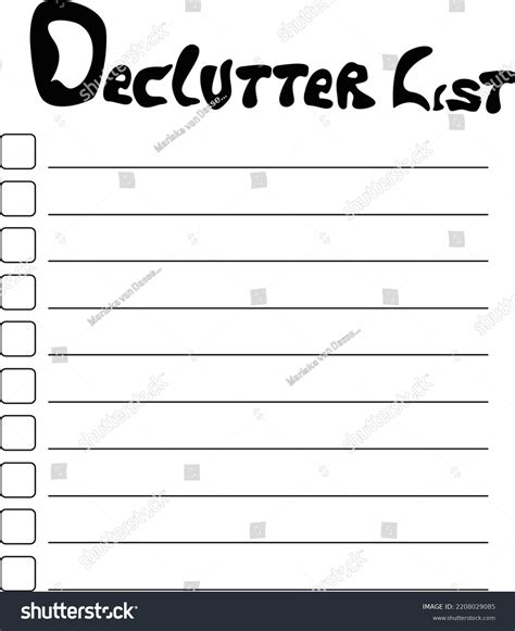 Declutter List Bullet Journal Template Check Stock Vector Royalty Free 2208029085 Shutterstock