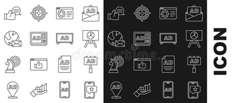 Set Line Mobile With Review Rating Advertising Board Graph Chart Browser Setting Earth Globe