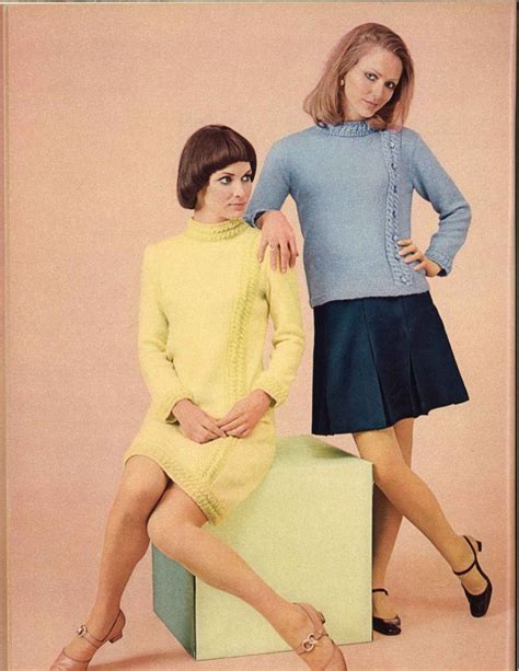 Yellow And Blue • 1960s Dress Pullover Sweater Patterns • 60s Vintage