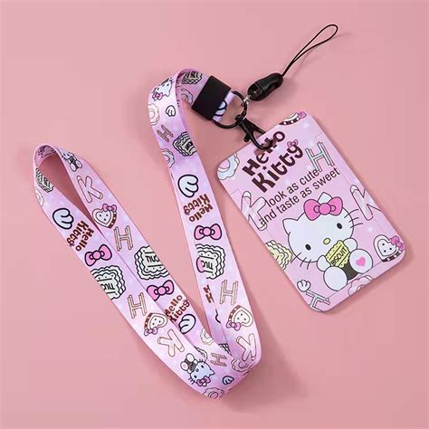 Hello Kitty Titular De La Tarjeta Con Cordón Titular De La Tarjeta De
