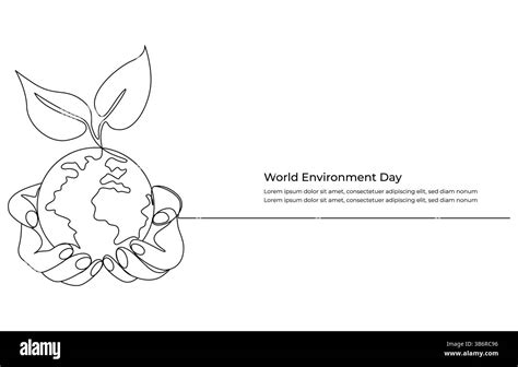 Continuous Line Drawing Of Environmental Protection Icon World Environment Day Concept Growth
