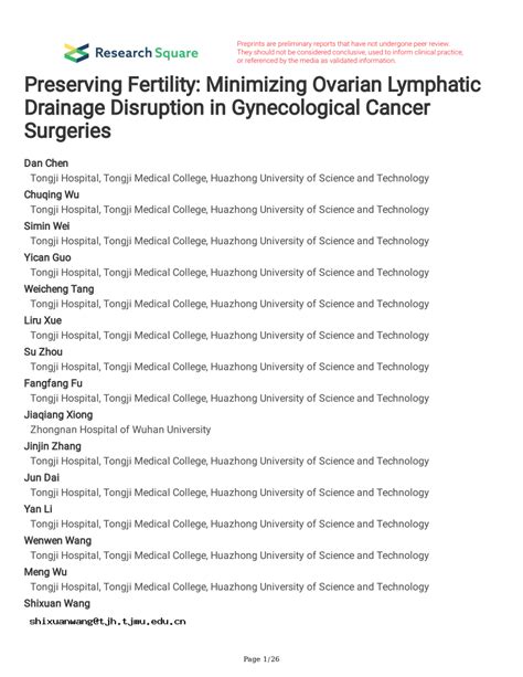 Pdf Preserving Fertility Minimizing Ovarian Lymphatic Drainage Disruption In Gynecological