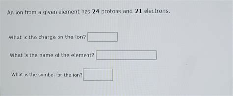 Solved An Ion From A Given Element Has 24 Protons And 21
