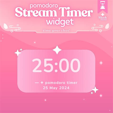 Pomodoro Timer Widget Customizable Colors Cute Chat Elegant Theme