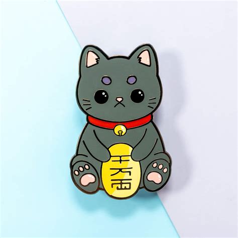 Black Unlucky Cat Enamel Pin Moonmoli