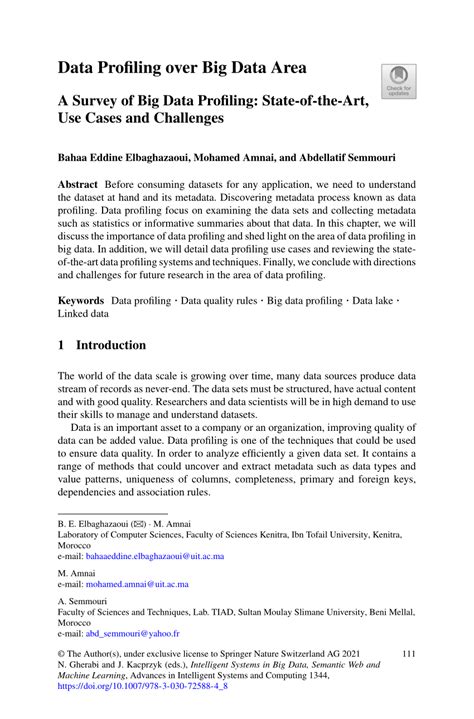 [pdf] data profiling over big data area a survey of big data profiling