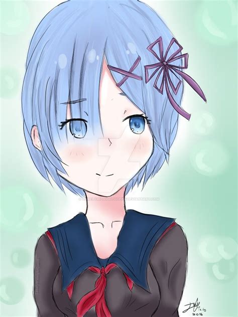 Rem School Girl By Lonelymidnightqueen On Deviantart