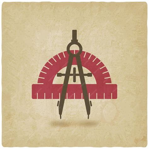 Premium Vector Compass And Protractor Symbol Old Background