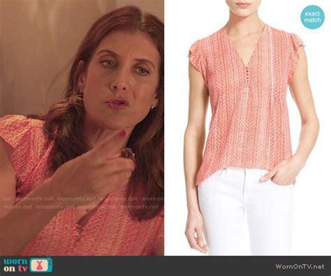 Wornontv Olivias Red Printed V Neck Top On 13 Reasons Why Kate