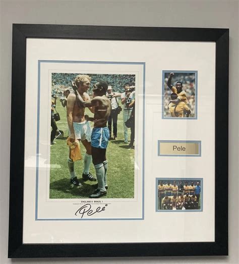 Signed Pele And Bobby Moore Picture Brazil V England 7th June 1970