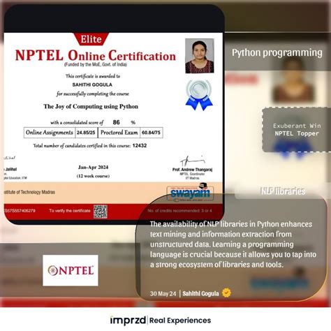 sahithi gogula on linkedin nptel