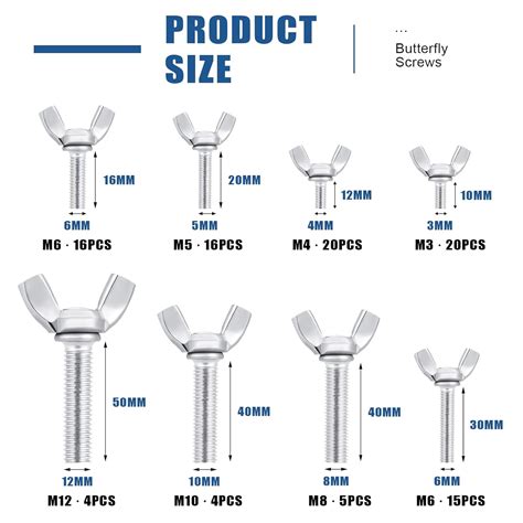 Ocr 100 Pcs 8 Sizes Wing Bolts Assortment Kit 304 India Ubuy