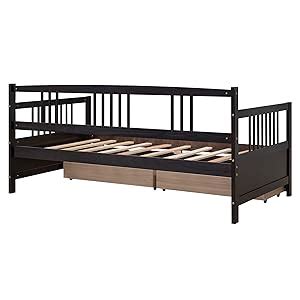 Merax Wood Daybed With 2 Drawers Wood Slat Support Twin