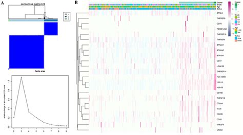 a the consensus clustering matrix k 3 was used to divide 374 hcc
