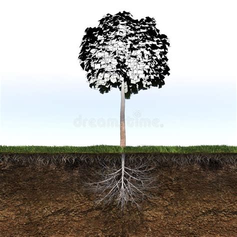 Tree With Strong And Deep Roots 3d Render Stock Illustration