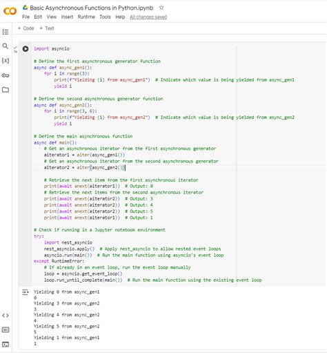 A Basic Example Of Asynchronous Generators In Python Using Colab
