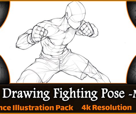 Artstation 300 Drawing Fighting Pose Male Reference Pack 4k V6