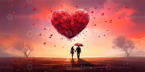 Ai Generated Ai Generative Lovely Romantic Love Couple Together With
