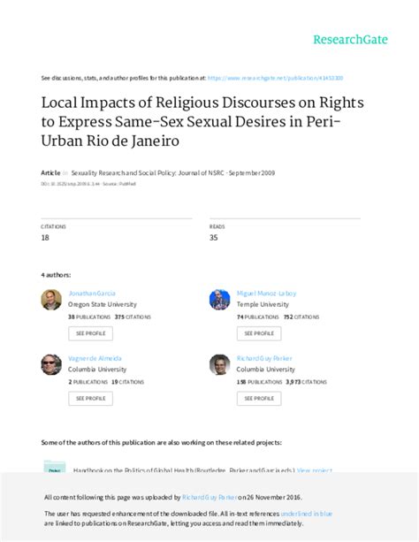 Pdf Local Impacts Of Religious Discourses On Rights To Express Same