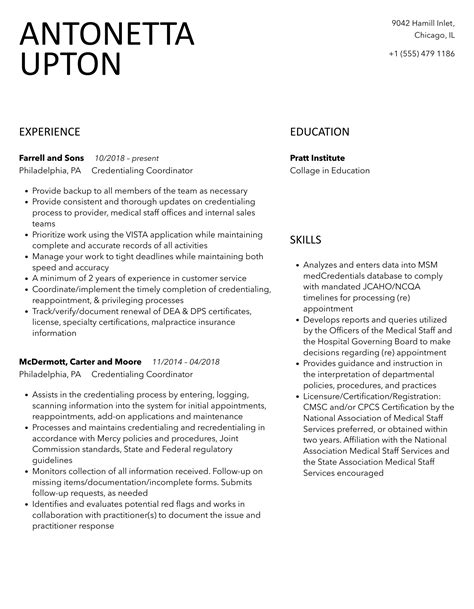 Credentialing Coordinator Resume Samples Velvet Jobs