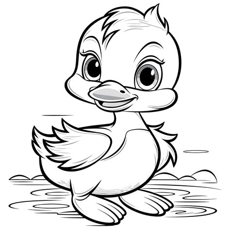 Premium Vector Coloring Page Outline Of Cute Duck Black And White