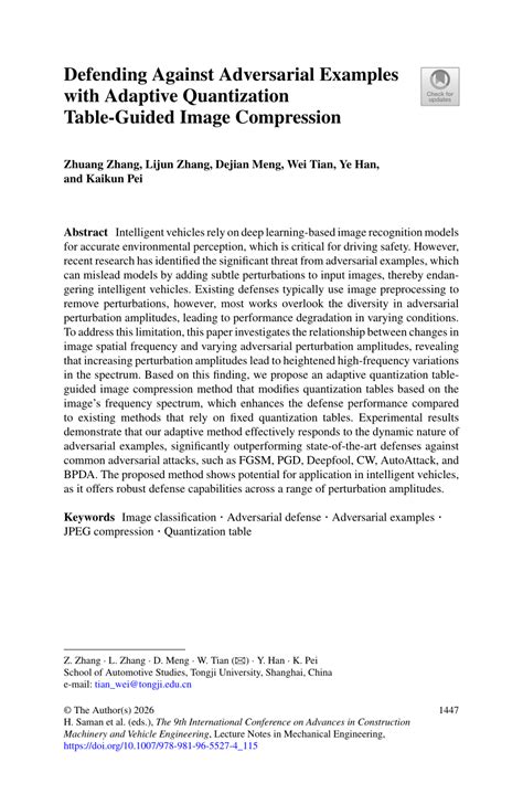 Pdf Defending Against Adversarial Examples With Adaptive Quantization