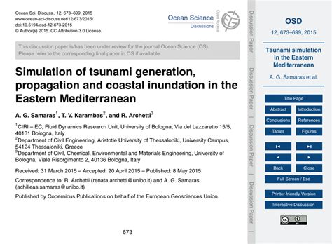Pdf Simulation Of Tsunami Generation Propagation And Coastal
