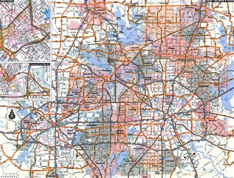 Dallas City Road Map For Truck Drivers Area Town Toll Free Highways Map
