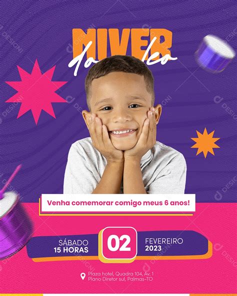Modelo De Convite De Aniversário Infantil Psd Editável Download Designi
