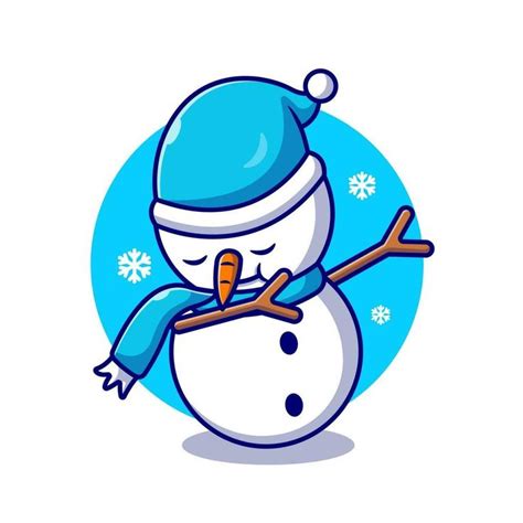 Cute Snowman Dabbing Cartoon Vector Icon Illustration Winter Holiday