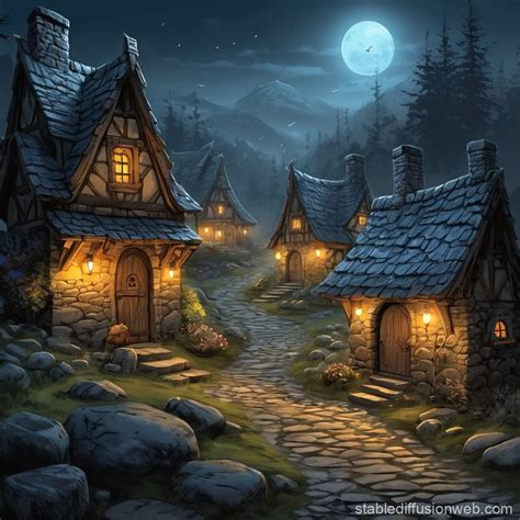 Dark Fantasy Village Map Stable Diffusion Online