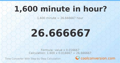 1600 Minutes To Hours 1600 Min ≈ 26667 H