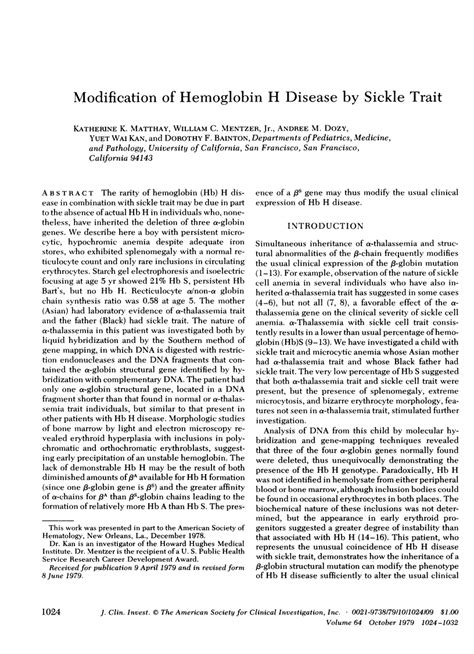 Modification Of Hemoglobin H Disease By Sickle Trait Pmc