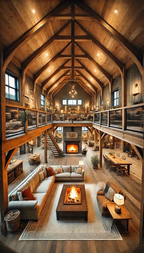 Rustic Haven Cozy Barndominium Living With Fireplace Warmth Barn