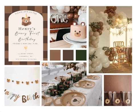 Editable 1st Birthday Party Guide Planner For A Bear Theme Beary First