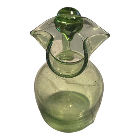 Small Blenko Art Glass Pitcher ~ Apple Green ~ 6 Tall Etsy