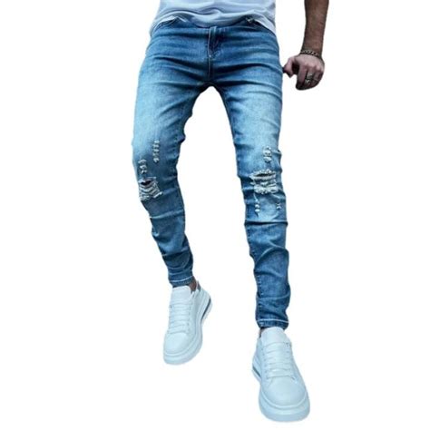Pantalones Vaqueros Ajustados Para Hombre Jeans Elásticos Informales