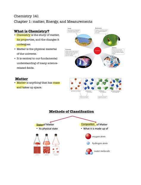 Energy Matter And Measurements Chemistry 141 Chapter 1 Matter Energy And Measurements